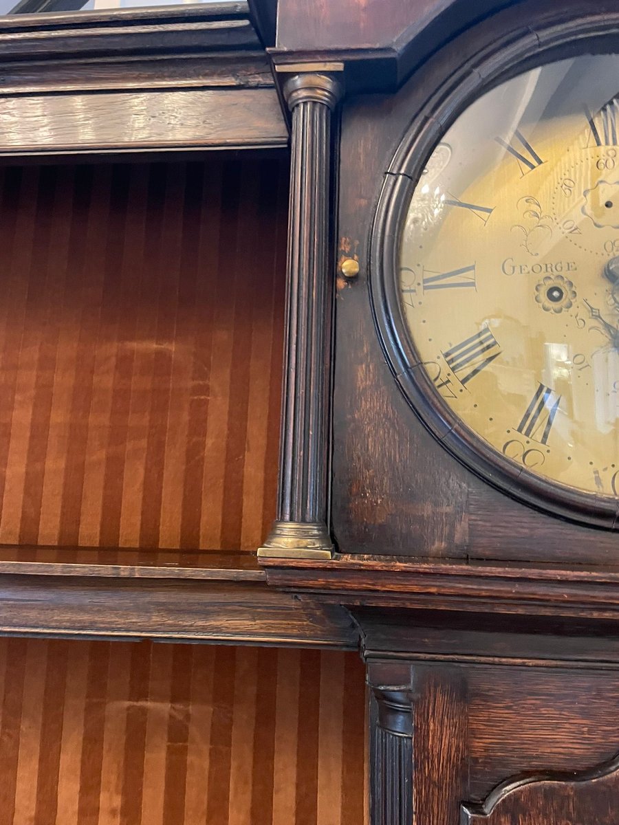 Large 18th Century George III Oak Dresser with Rack and Longcase Clock ...