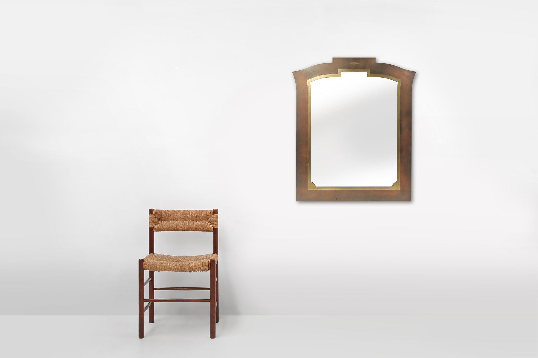 Graphical Mirror from Belgo Chrome, Belgium, 1980s for sale at Pamono