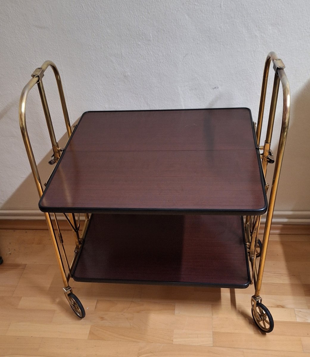 Vintage Tea Trolley with Metal Frame with Wheels and Formica Floors ...