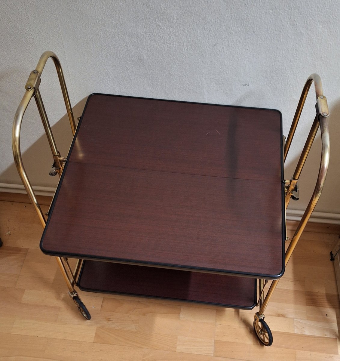 Vintage Tea Trolley with Metal Frame with Wheels and Formica Floors ...