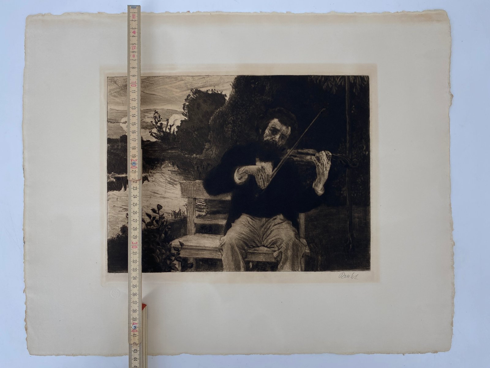 Bernhard Pankok, Art Nouveau Violin Player, 1896, Etching for sale at ...
