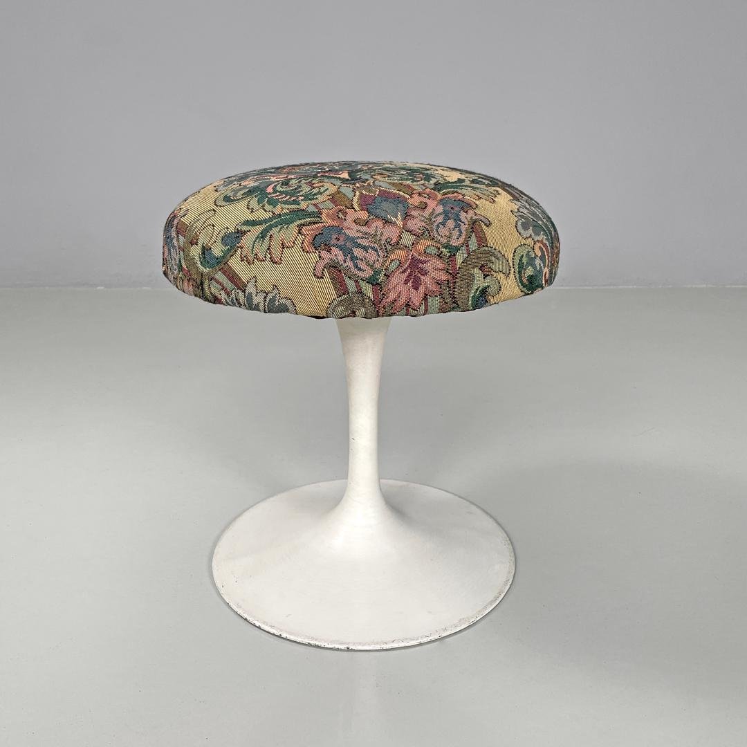 Modern American Floral Fabric Round Stool Tulip attributed to Eero ...