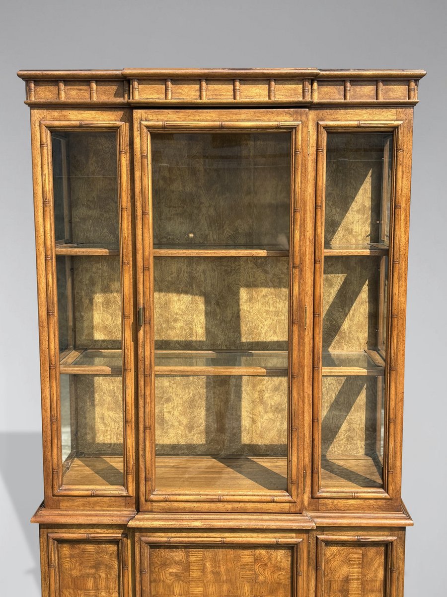 Mid-Century Faux Bamboo Walnut Stanley Display Cabinet, 1960s for sale ...