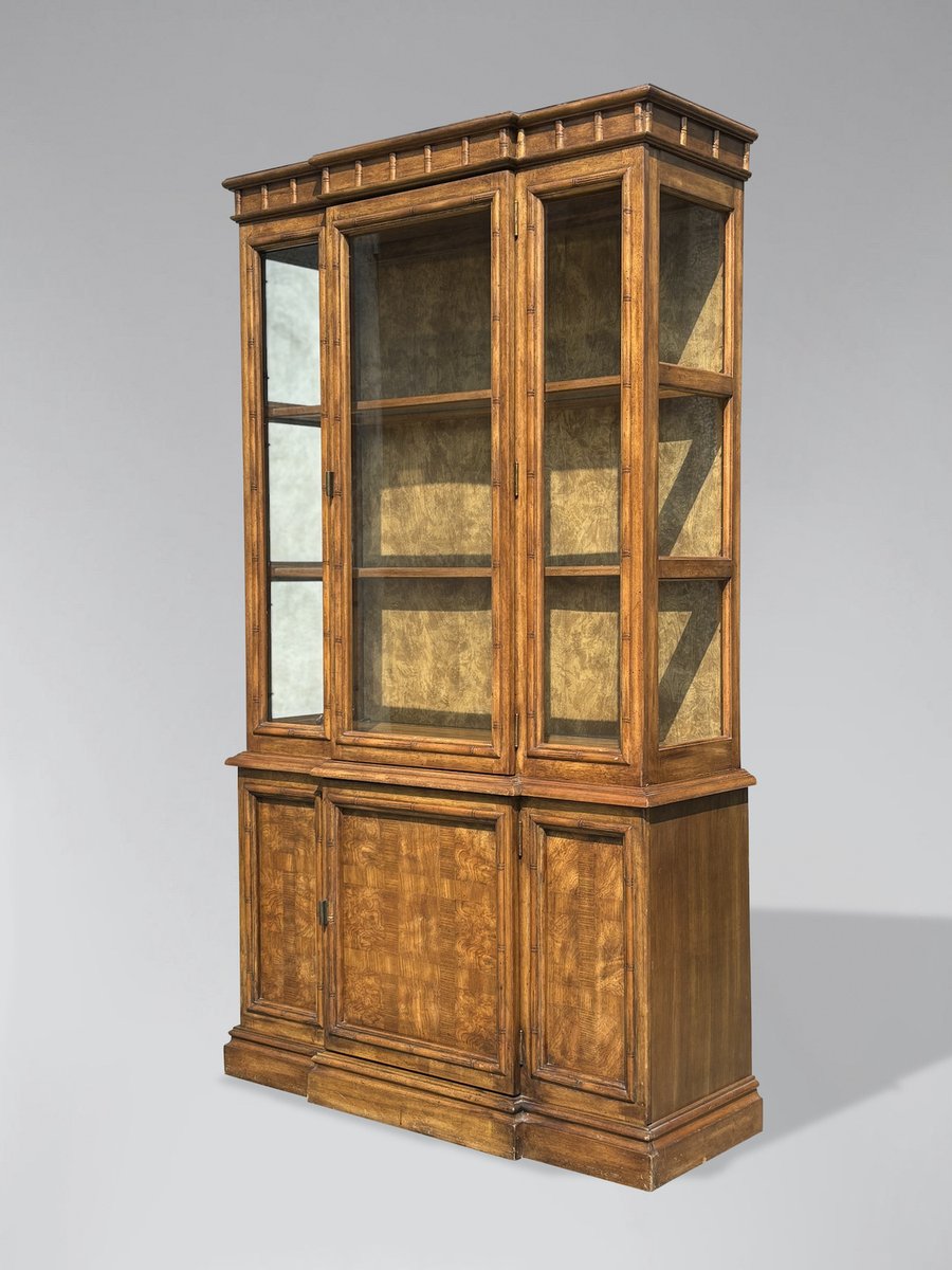 Mid-Century Faux Bamboo Walnut Stanley Display Cabinet, 1960s for sale ...
