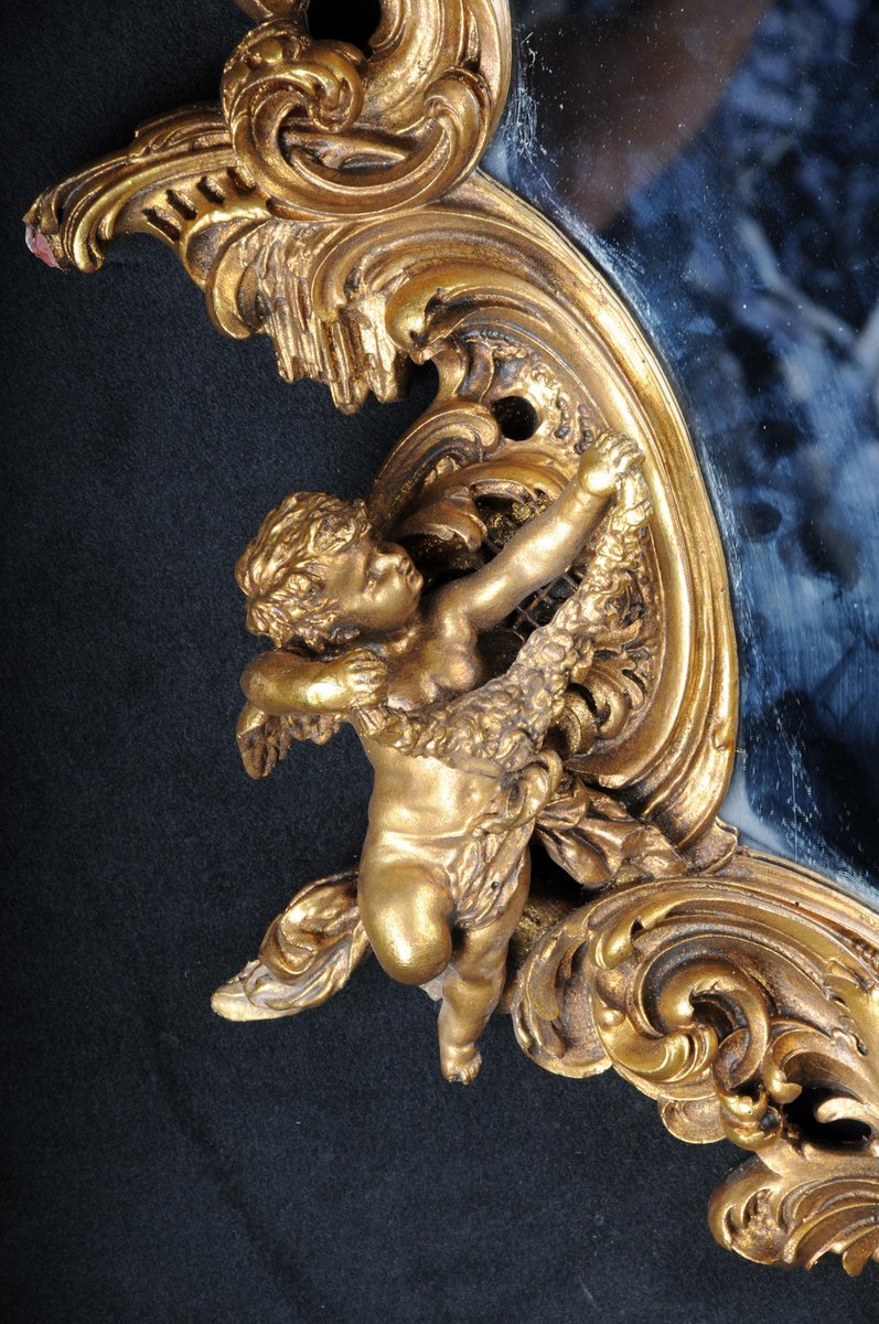 Rococo / Baroque Decorative Wall Mirror with Putti for sale at Pamono