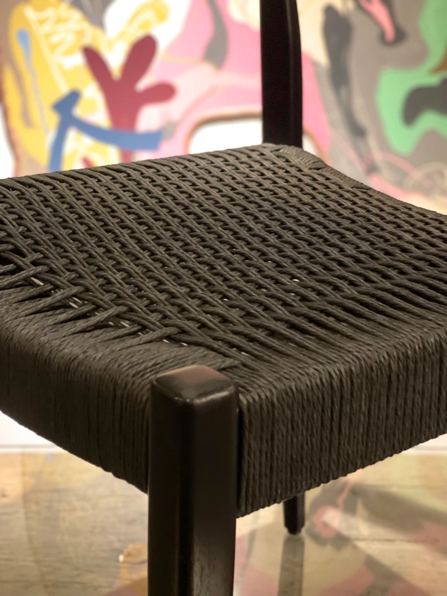 Set of Scandinavian Black Rope Chair, 1960s for sale at Pamono