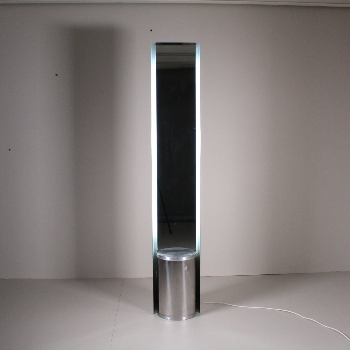 Italian Modern Steel Backlit Ground Mirror for sale at Pamono