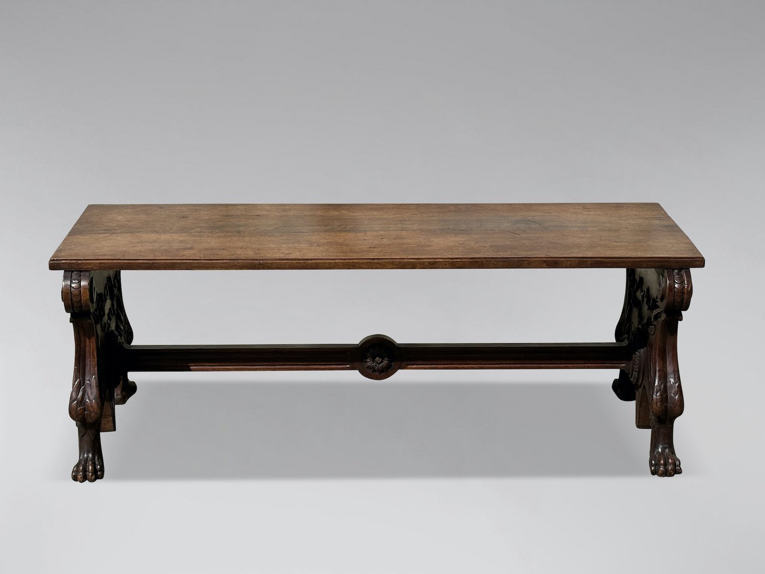 19th Century Carved Walnut Hall Bench, 1860 for sale at Pamono