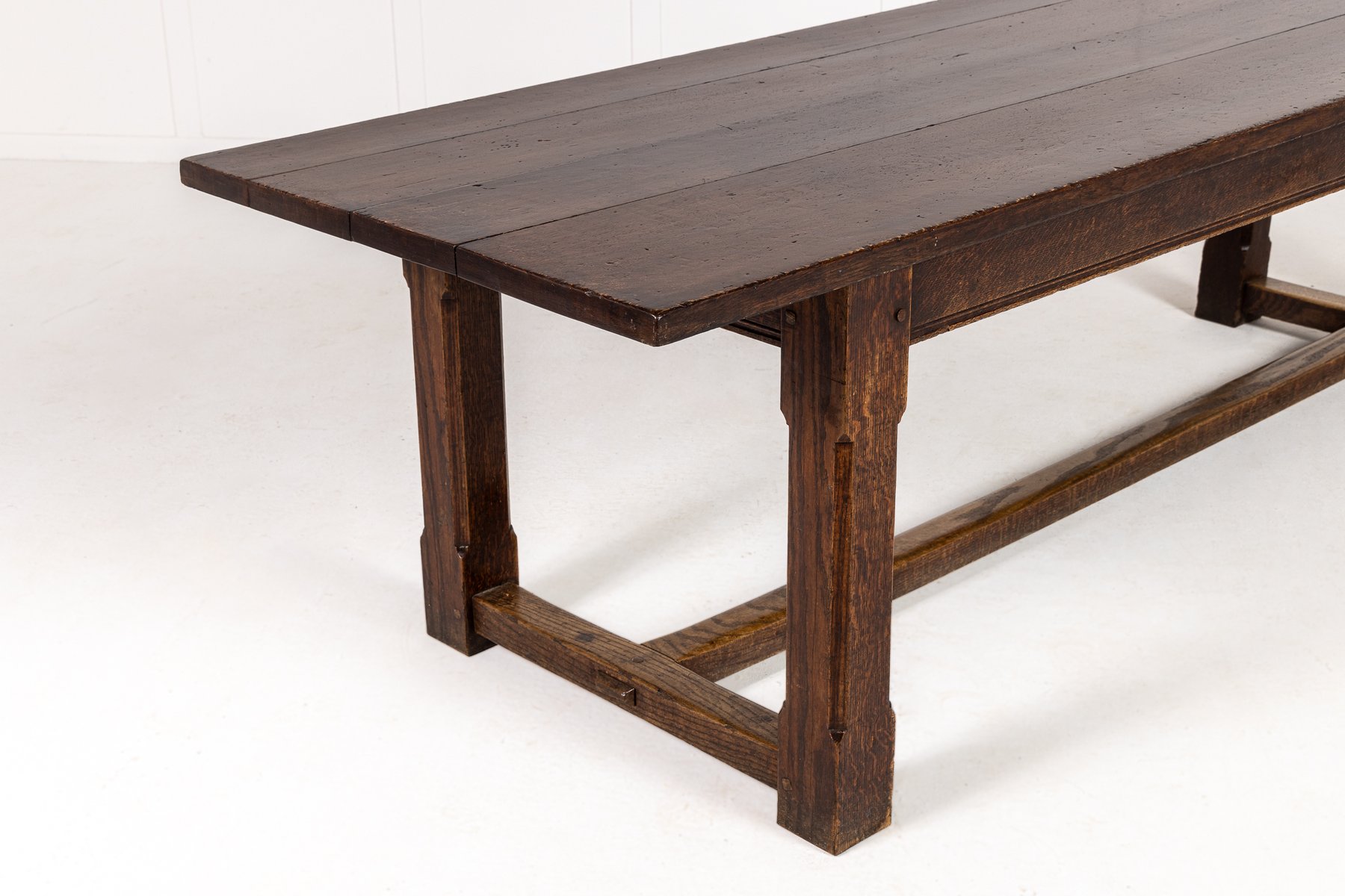 Large English Oak Farmhouse Table, 1940s for sale at Pamono