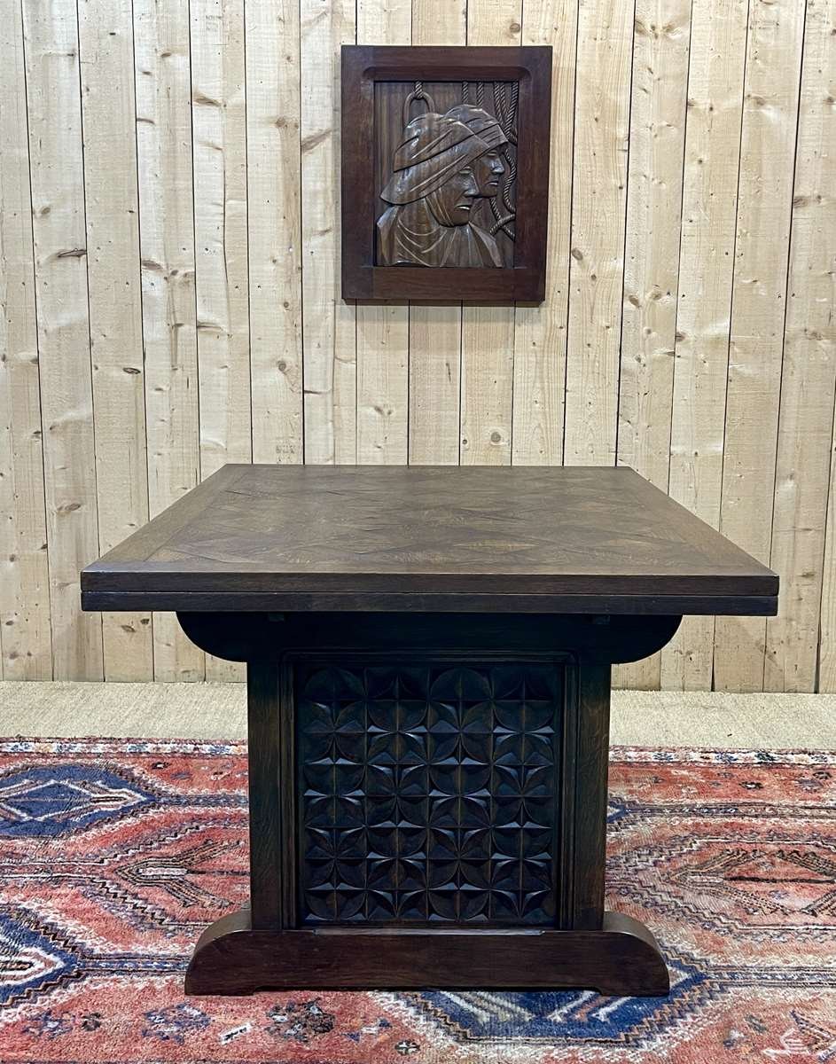 Table de Salle à Manger en Chêne avec 2 Rallonges par Joseph Savina en ...