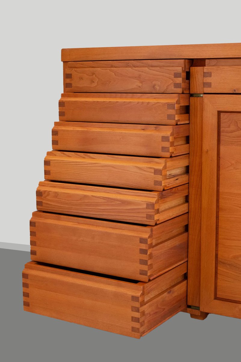 Mid-Century Model R13 Sideboard in Elm by Pierre Chapo, France, 1950s ...