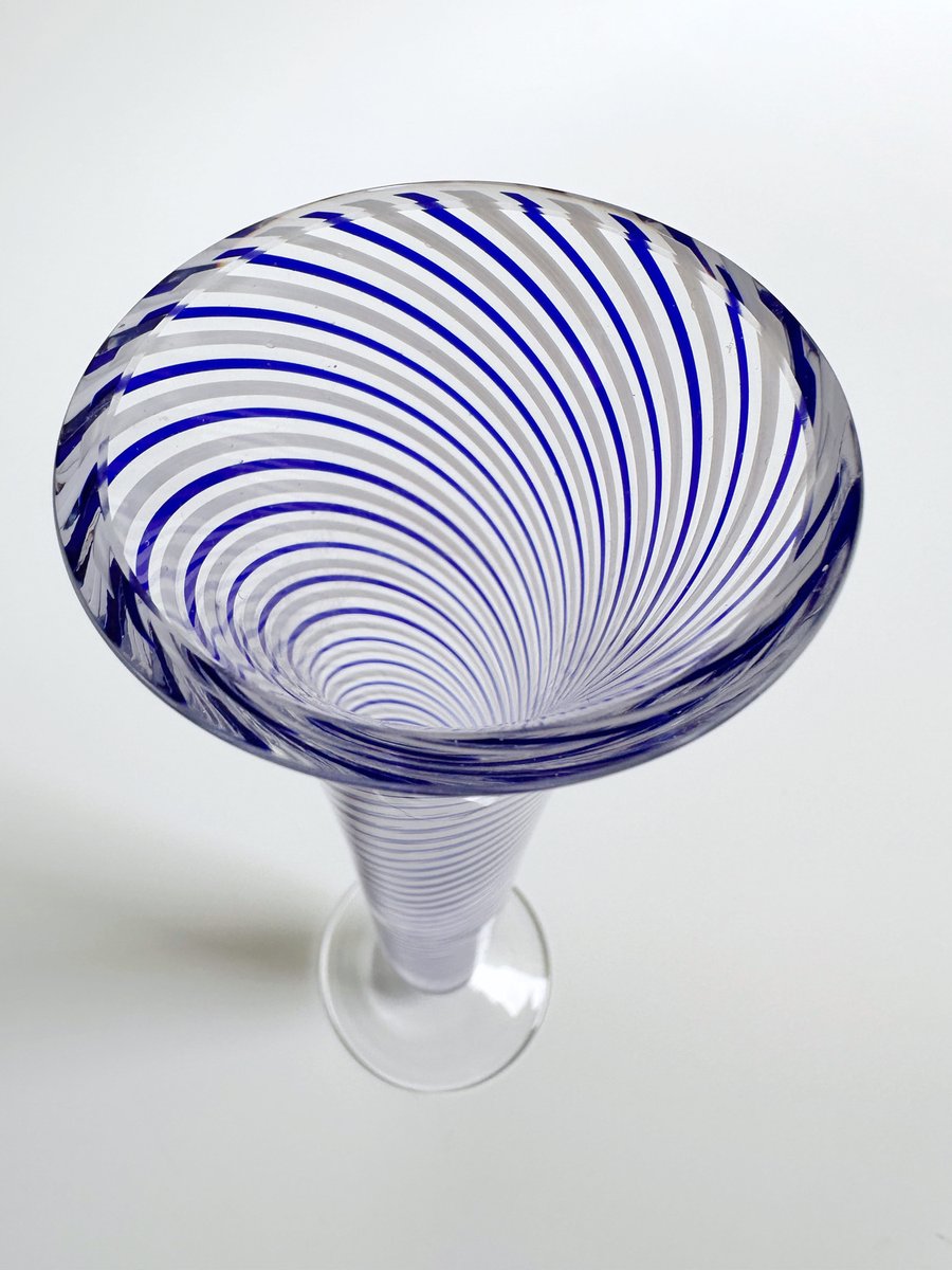 Vintage Pasabahce Swirl Thread Glass Vase for sale at Pamono