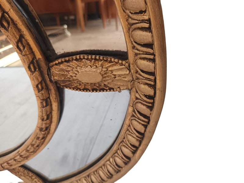 Large Antique Oval Mirror with Sectional Glass for sale at Pamono