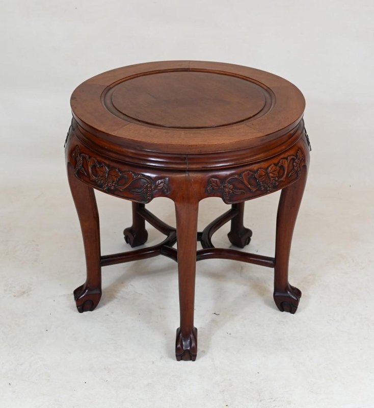 Chinese Hardwood Pedestal Stand, 1860 for sale at Pamono