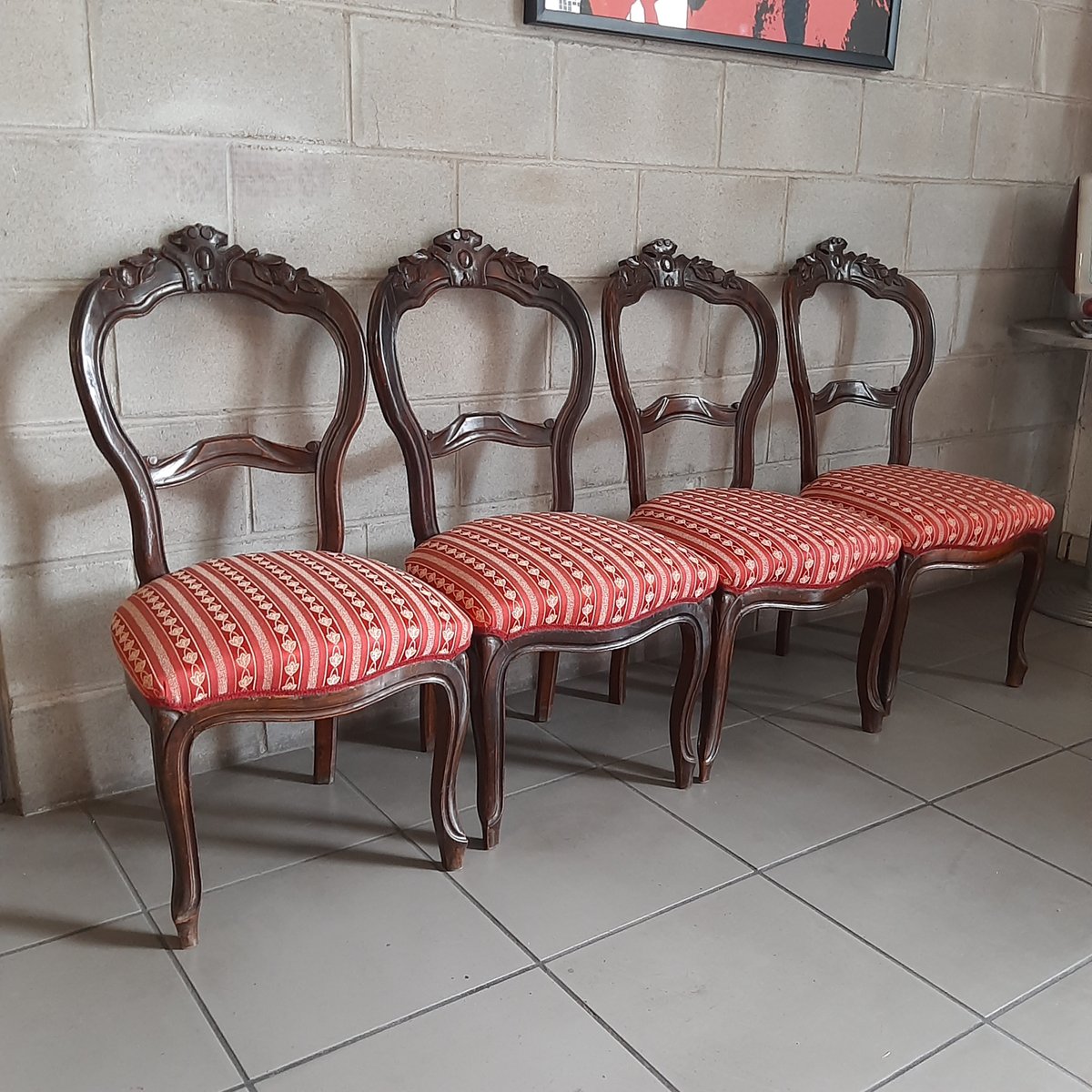 Antique Italian Wooden Chairs, 1900s, Set of 4 for sale at Pamono