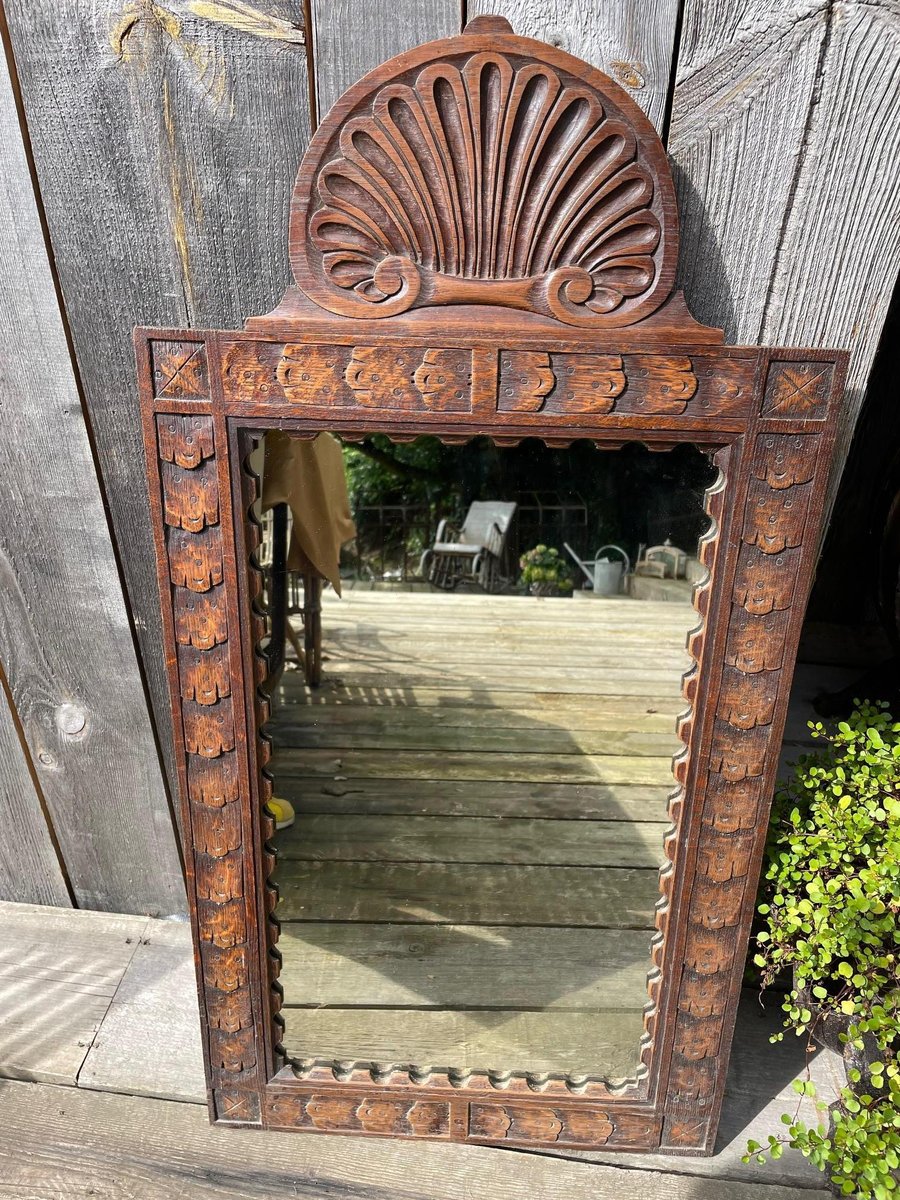 Carved Oak Mirror for sale at Pamono