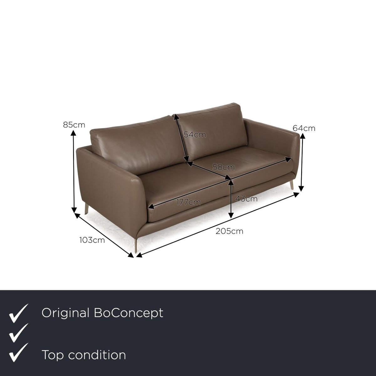 Fargo Leather Two Seater Brown Sofa from BoConcept for sale at Pamono