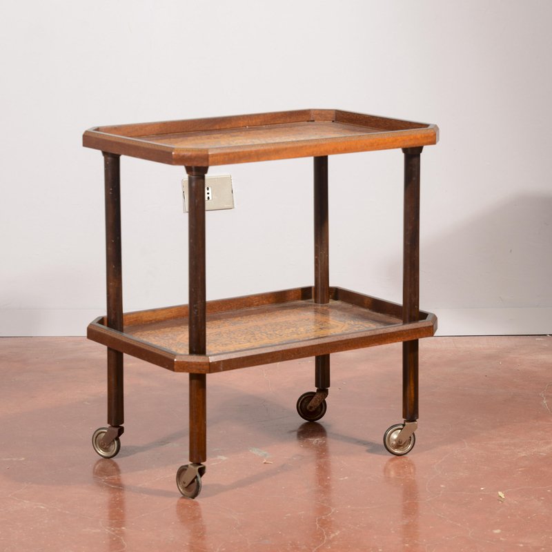Inlaid Food Trolley with Double Top, 1940 for sale at Pamono
