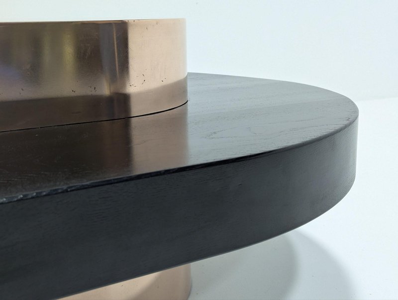 Copper and Wood Coffee Table for sale at Pamono