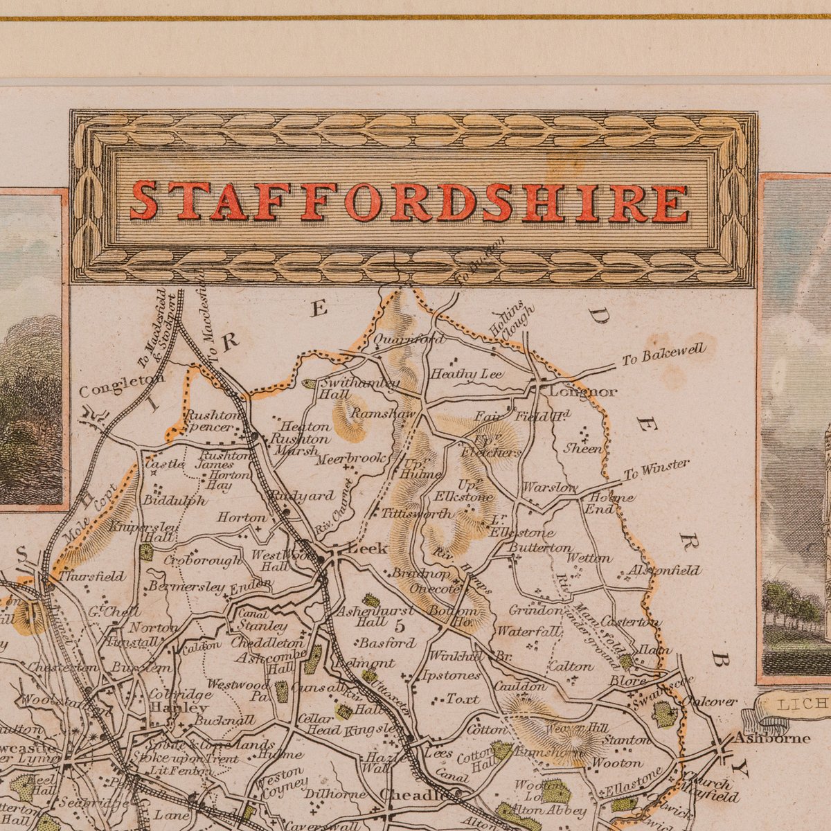 English County Map Staffordshire for sale at Pamono