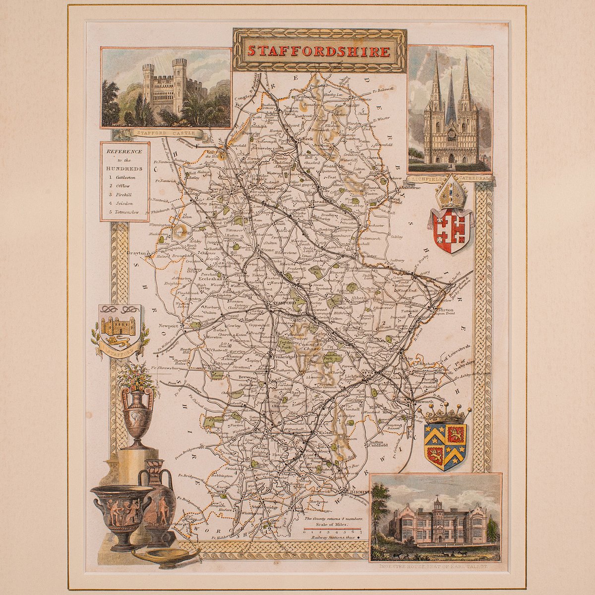 English County Map Staffordshire for sale at Pamono