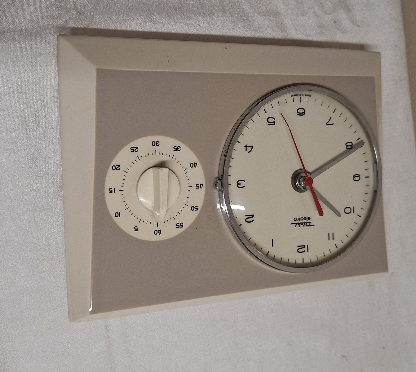 Mid-Century German Wall Clock with Egg Timer in Cream-White-Gray ...