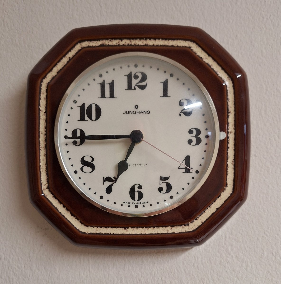 Vintage German Wall Clock with Brown Ceramic Housing from Junghans ...
