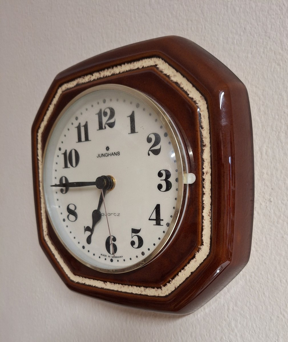 Vintage German Wall Clock with Brown Ceramic Housing from Junghans ...