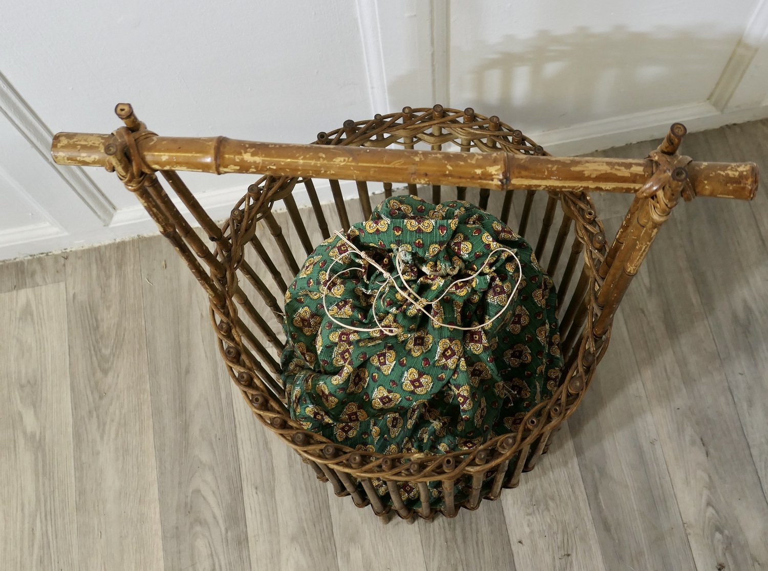 Vintage Bamboo Craft Basket, 1960s for sale at Pamono