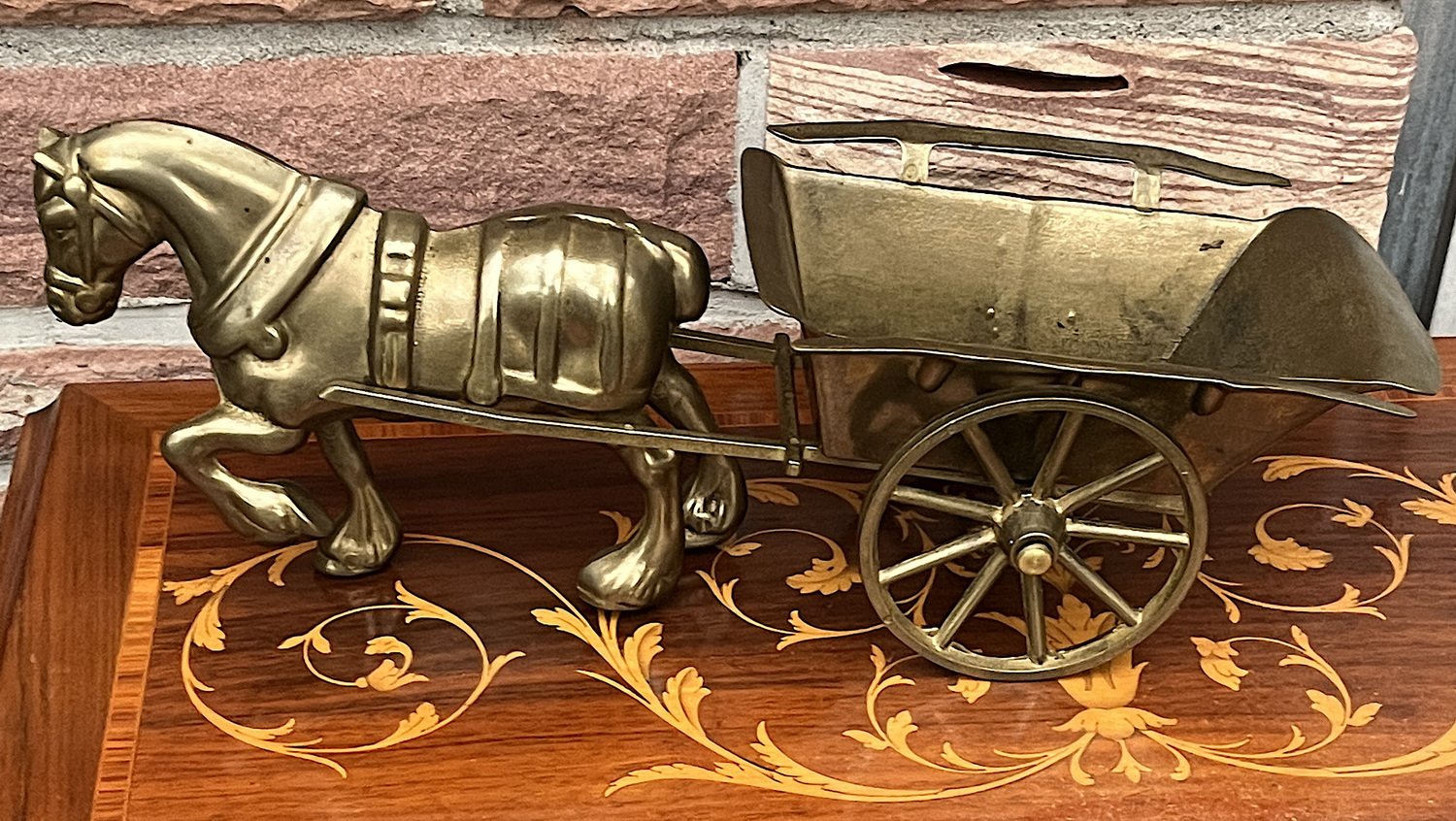 Decorative Brass Horse-Drawn Carriage, 1920s for sale at Pamono