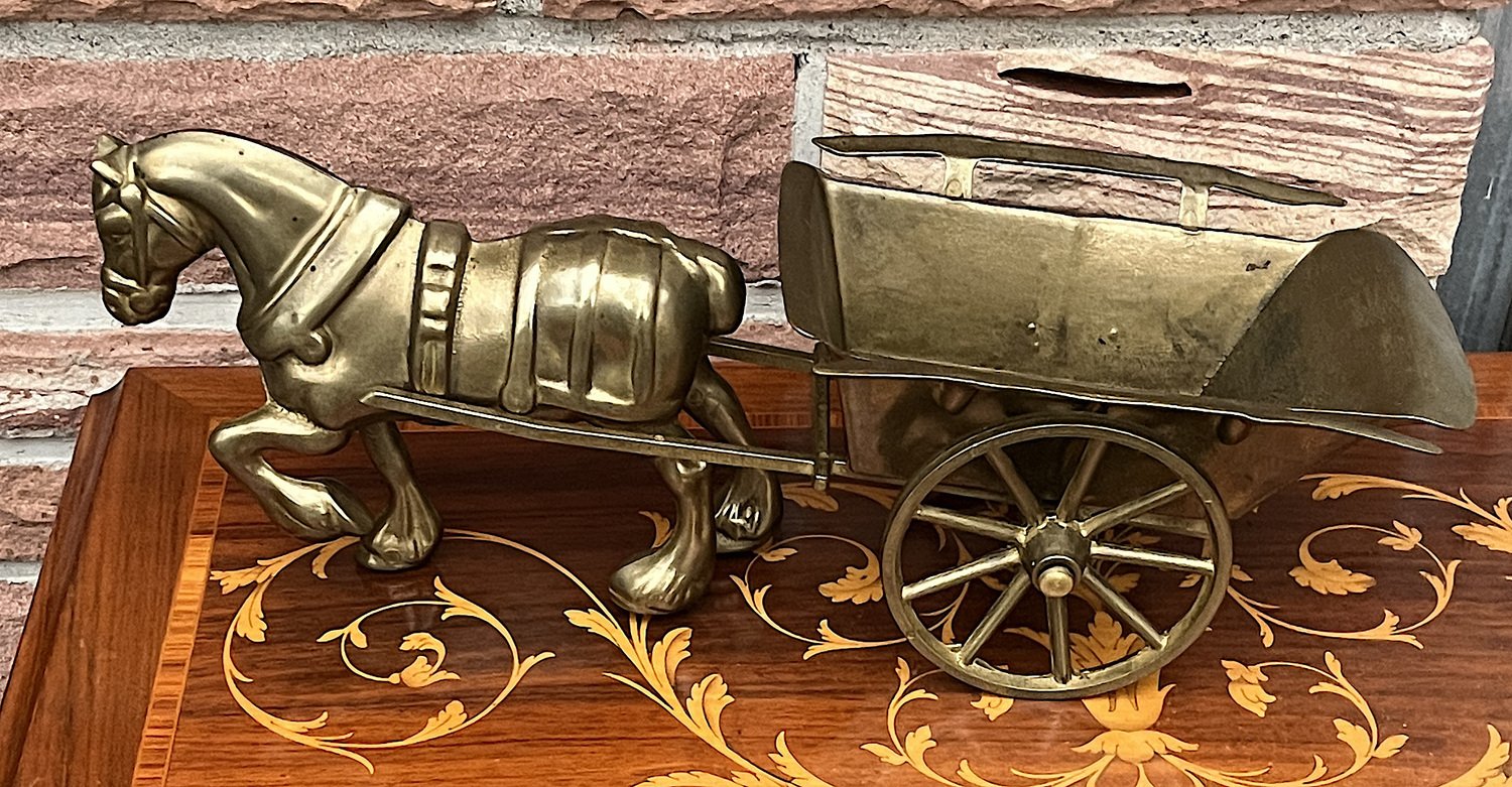Decorative Brass Horse-Drawn Carriage, 1920s for sale at Pamono