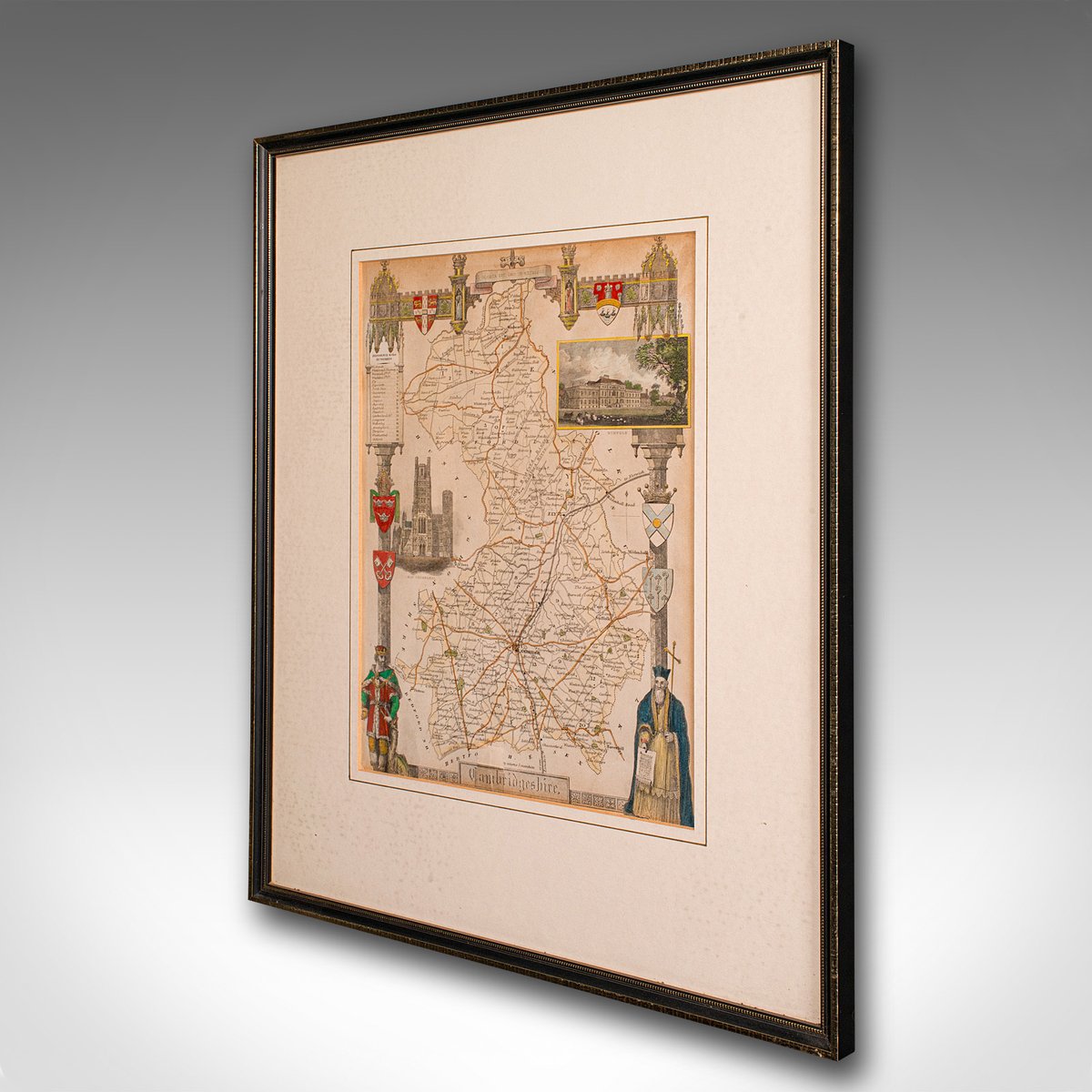 Antique English Lithography Map of Cambridgeshire for sale at Pamono