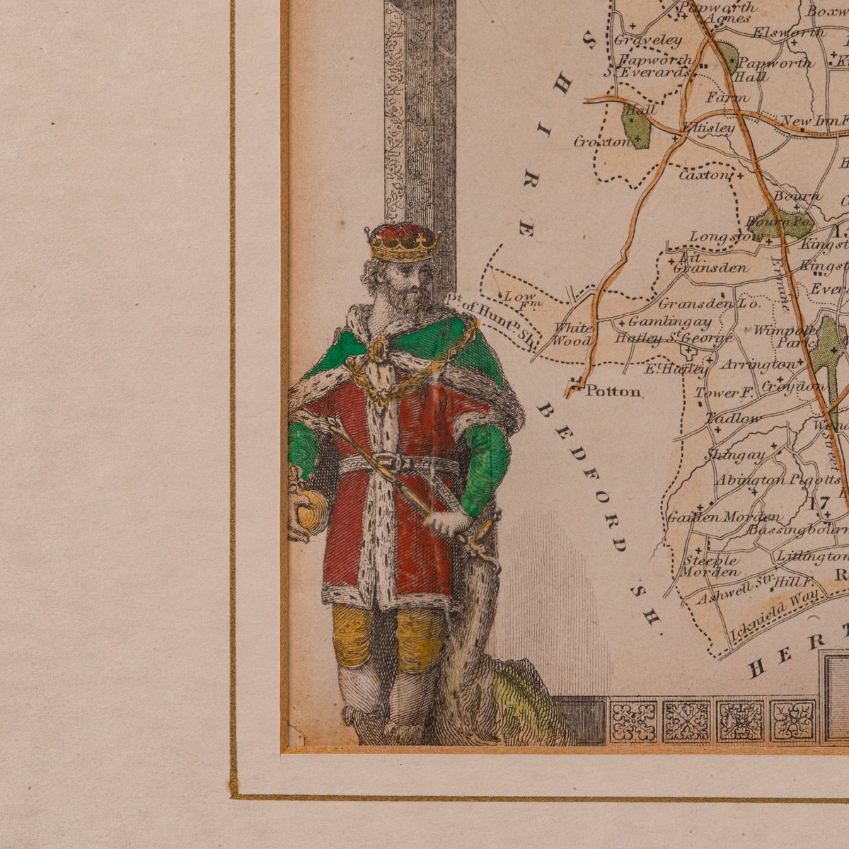 Antique English Lithography Map of Cambridgeshire for sale at Pamono