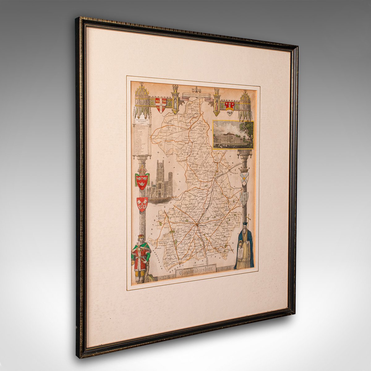 Antique English Lithography Map of Cambridgeshire for sale at Pamono
