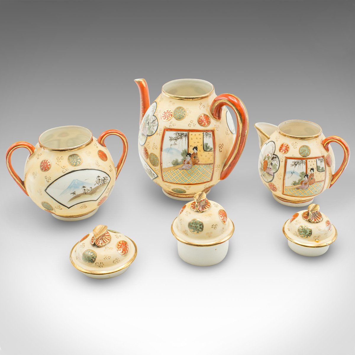 Antique Japanese Geisha Tea Set in Ceramic, 1920s, Set of 11 for sale ...