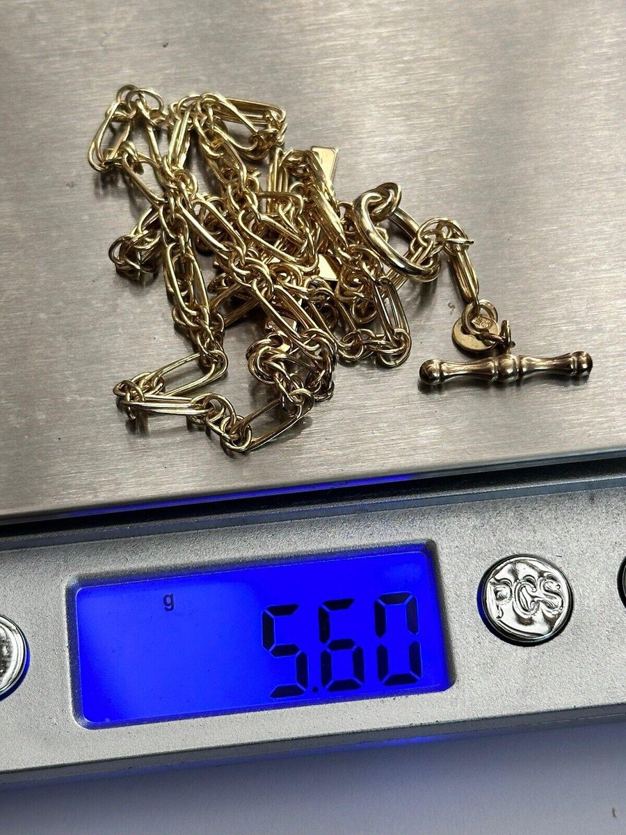 Vintage 9ct Gold Fob Chain T-Bar Cross Crucifix Necklace for sale at Pamono