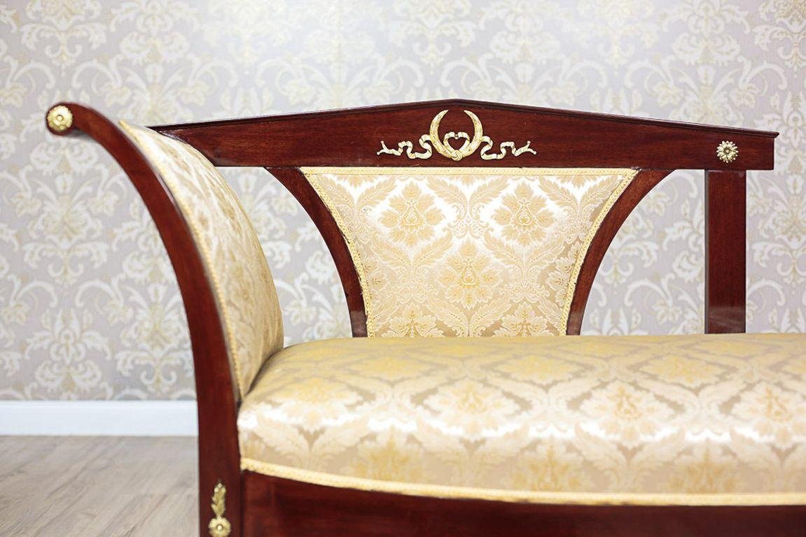Antique Chaise Lounge in Yellow Fabric with Brass Details, 1890s for ...