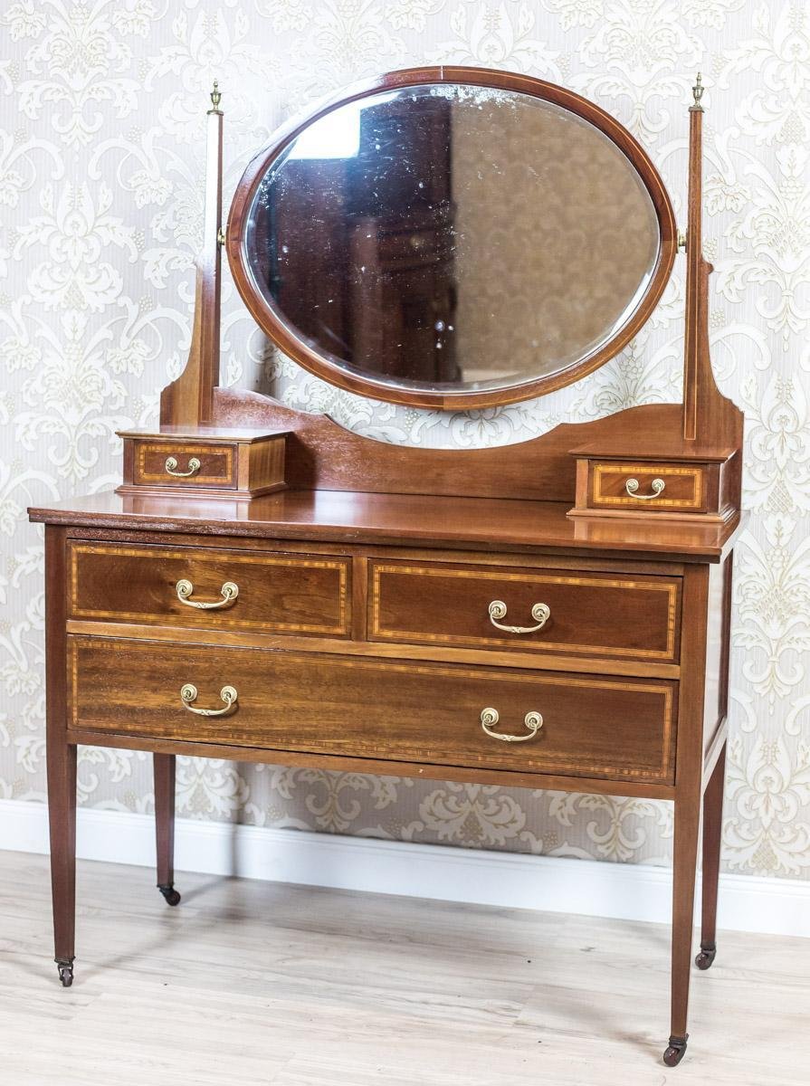 Antique English Softwood and Mahogany Veneer Vanity Table by Maple & Co ...