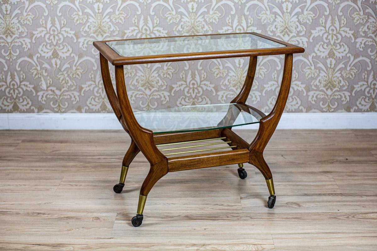 Vintage Coffee Table with Glass Top, 1990s for sale at Pamono