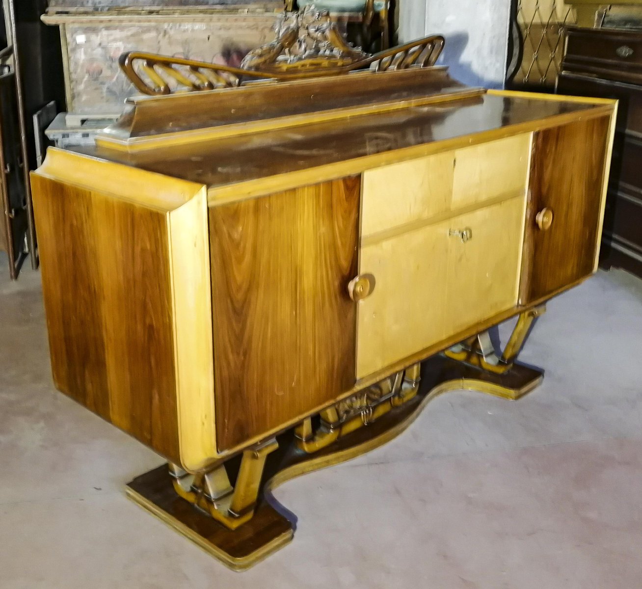Art Deco Style Sideboard in Two-Tone Wood, Italy, 1920s for sale at Pamono