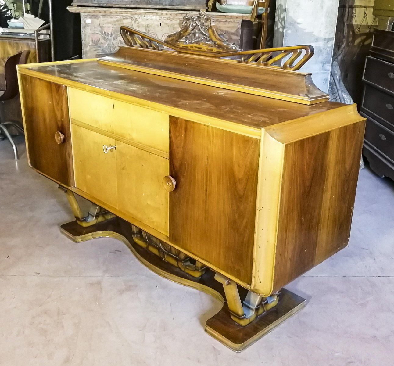 Art Deco Style Sideboard in Two-Tone Wood, Italy, 1920s for sale at Pamono
