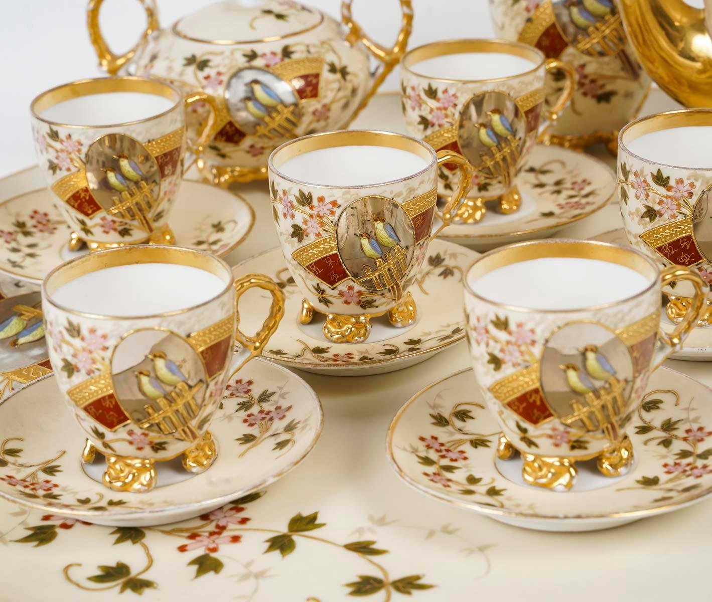 19th Century Napoleon III Austrian Porcelain Coffee Service, Set of 10 ...