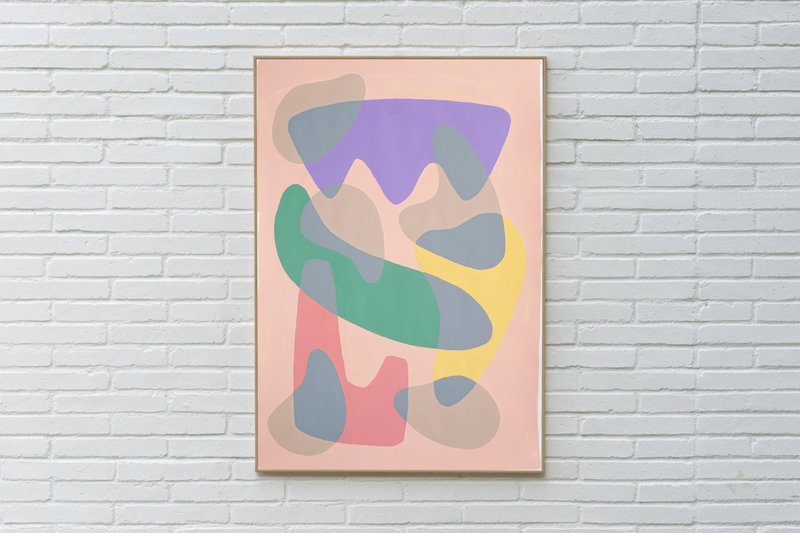 Ryan Rivadeneyra, Mid-Century Modern Shapes, Acrylic on Paper, 2024 for sale at Pamono