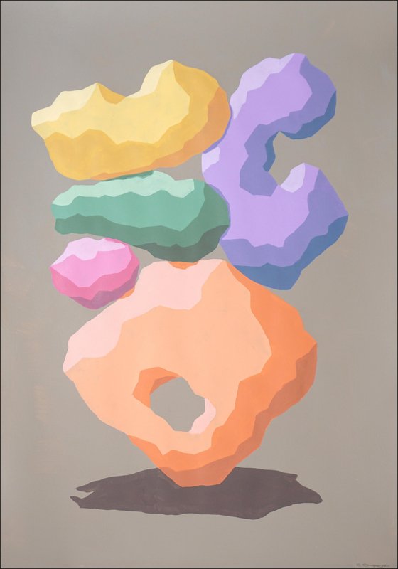 Ryan Rivadeneyra, Modern Monument, Acrylic on Paper, 2024 for sale at Pamono