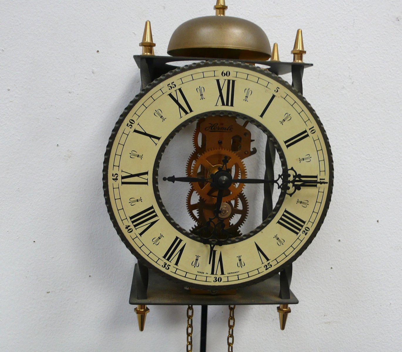 Wall Clock Skeleton Pendulum Clock from Hermle, 1960s for sale at Pamono