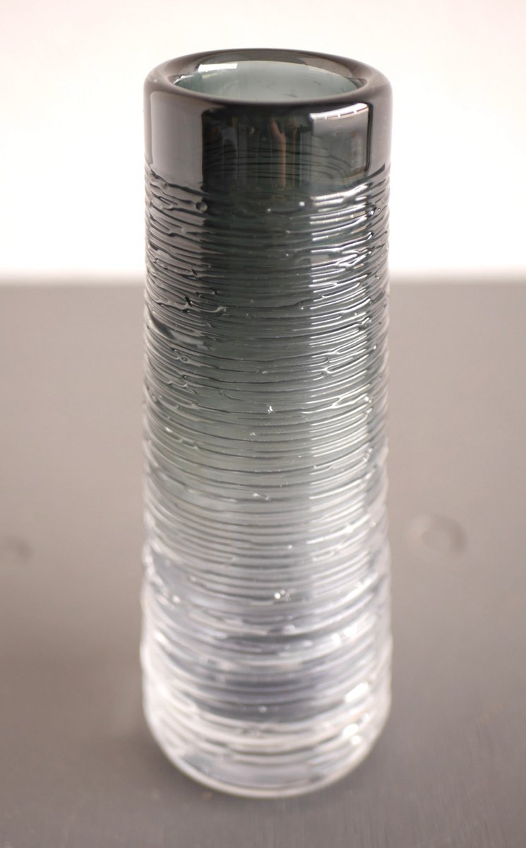 Mid-Century Modern Scandinavian Crystal Glass Art Vase in Smokey Grey ...