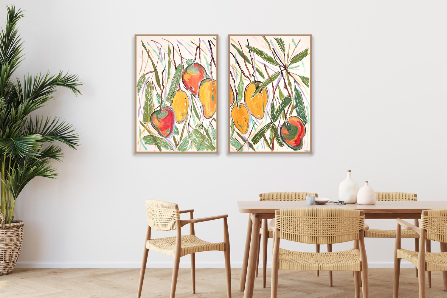 Romina Milano, Repe Yellow Mango Bush Diptychon, 2024, Acryl auf Papier bei Pamono kaufen