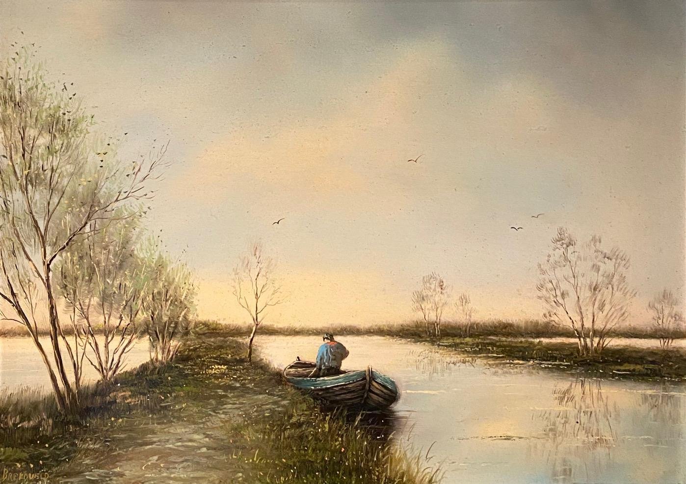 Hendrik Breedveld, The Fisherman's Boat, Oil on Wood for sale at Pamono