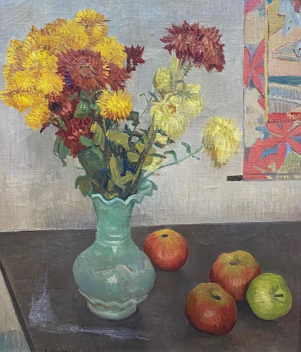 Charles Felix Appenzeller, Bouquet and Apples, Oil on Canvas, 1921 for ...