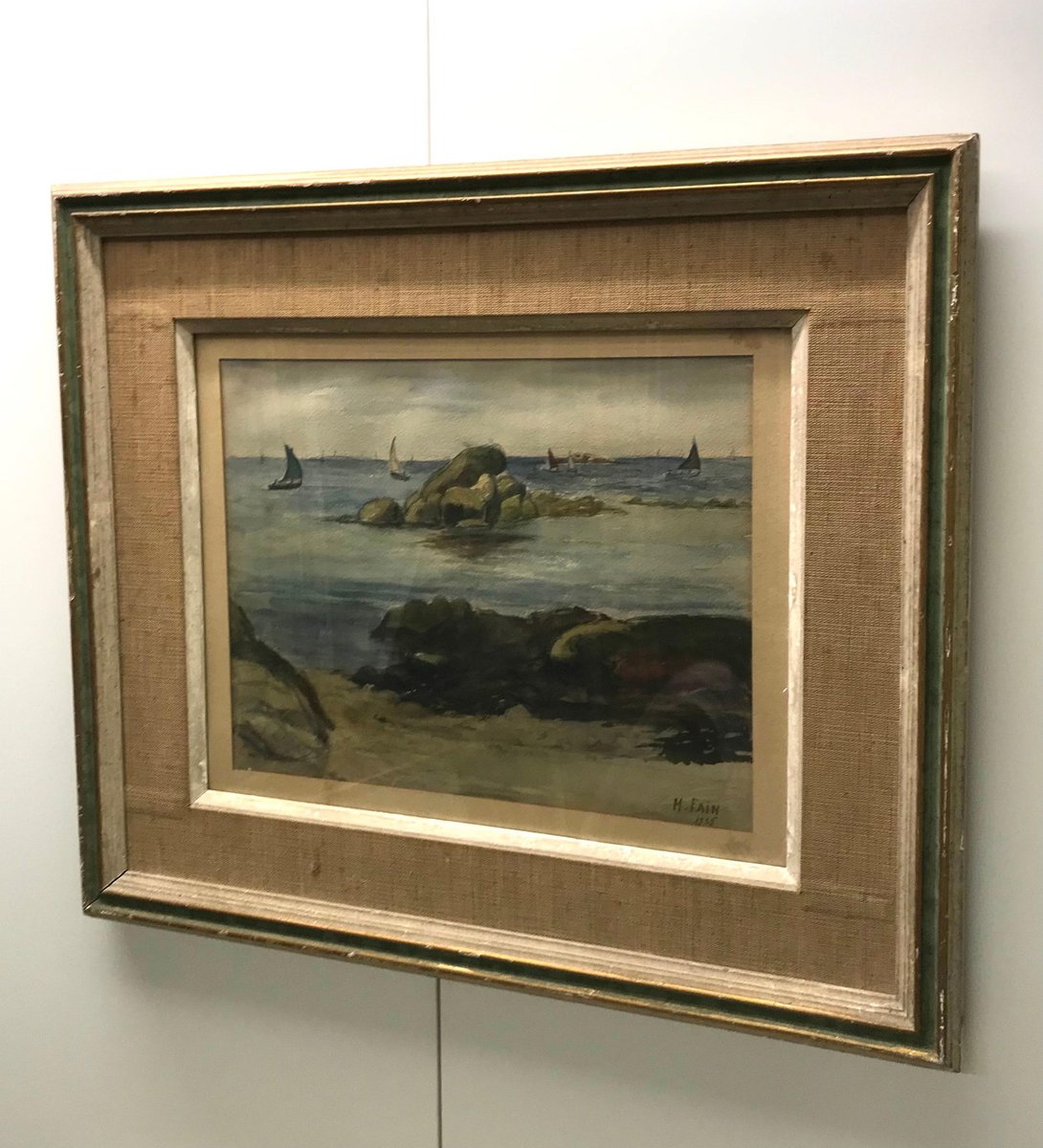 Mélanie Fain, Sea Side, Watercolor, 1935 for sale at Pamono